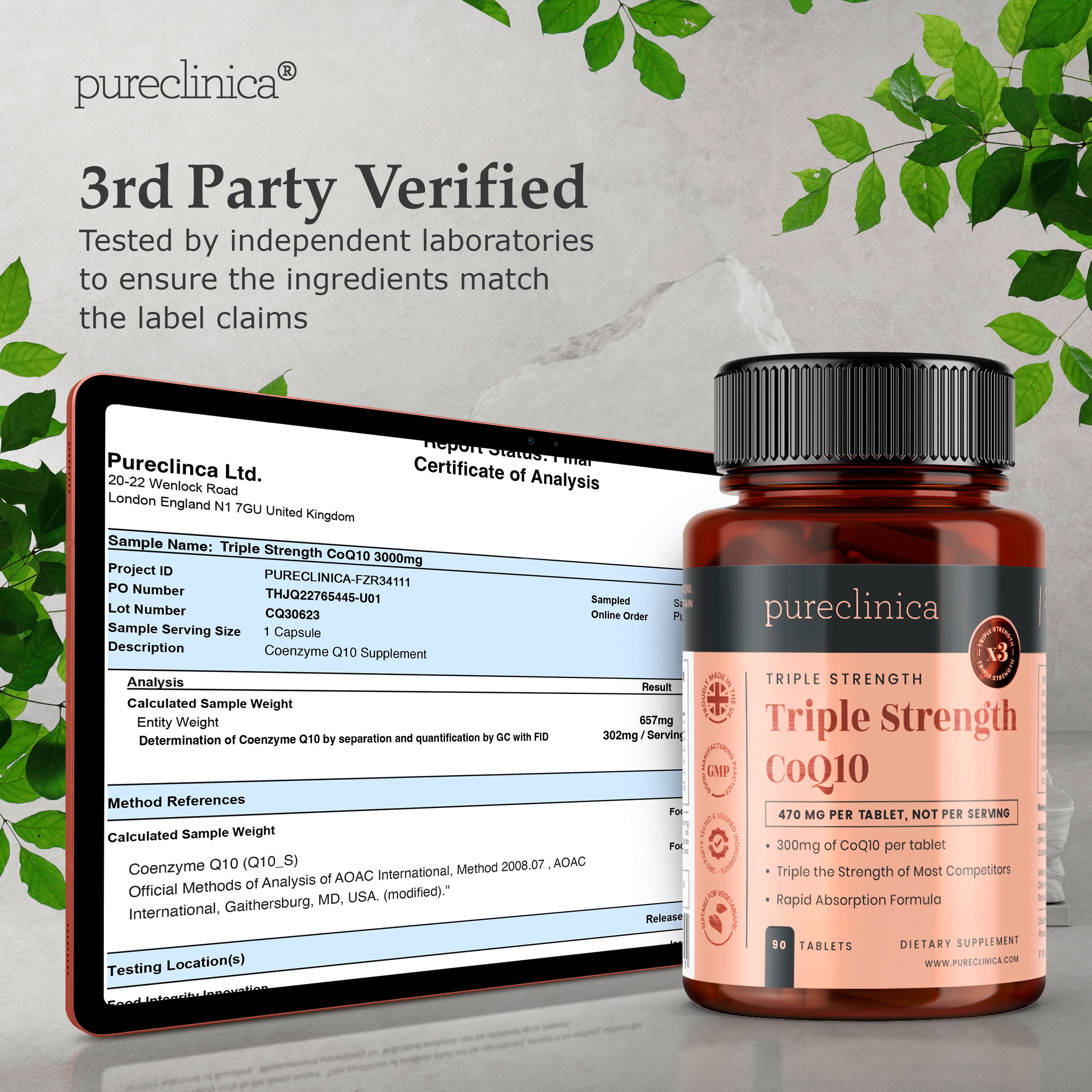 Triple Strength Co Q10 - 300mg x 90 tablets. Naturally fermented for ...