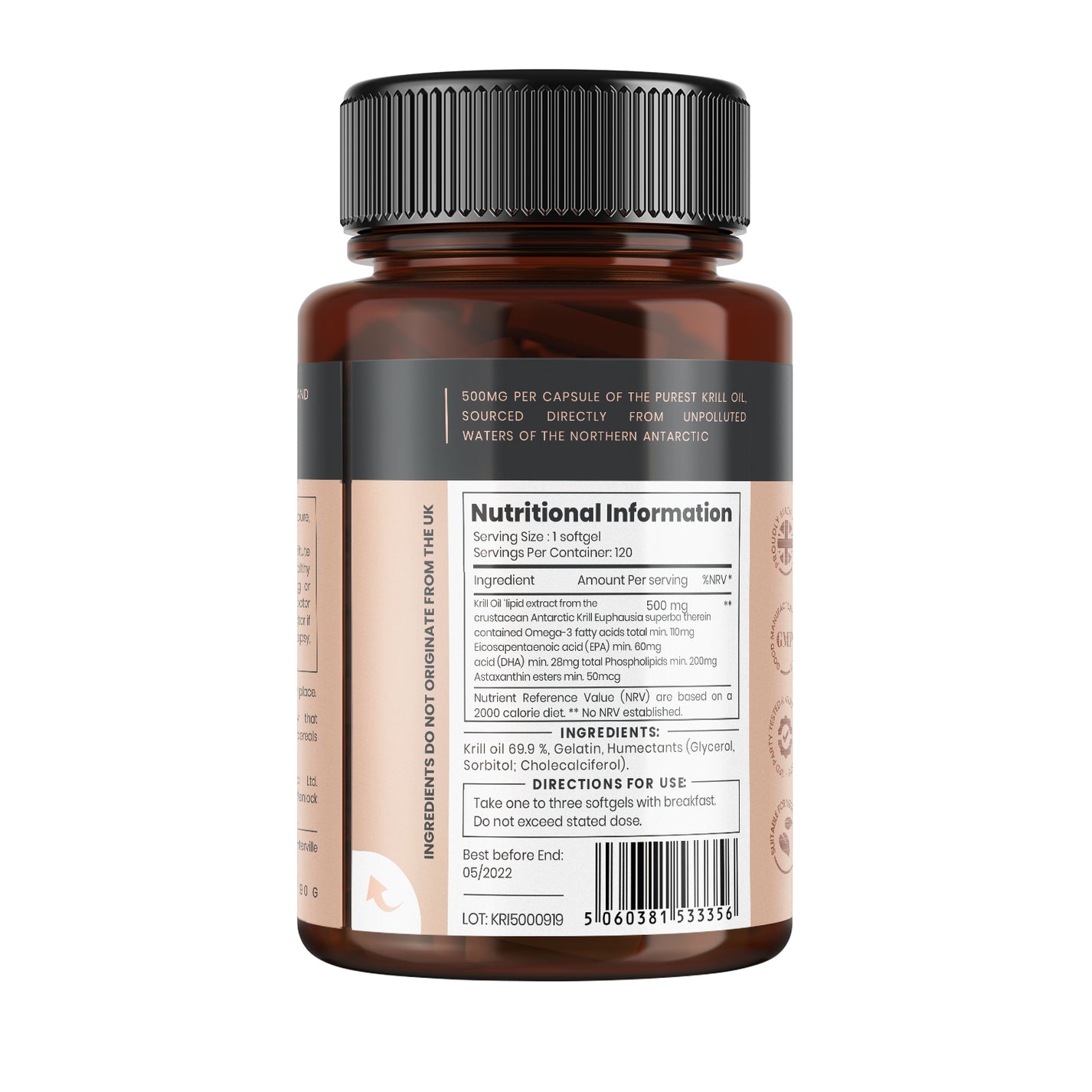 Ultra Pure Krill Oil 500mg x 120 capsules – pureclinica.com