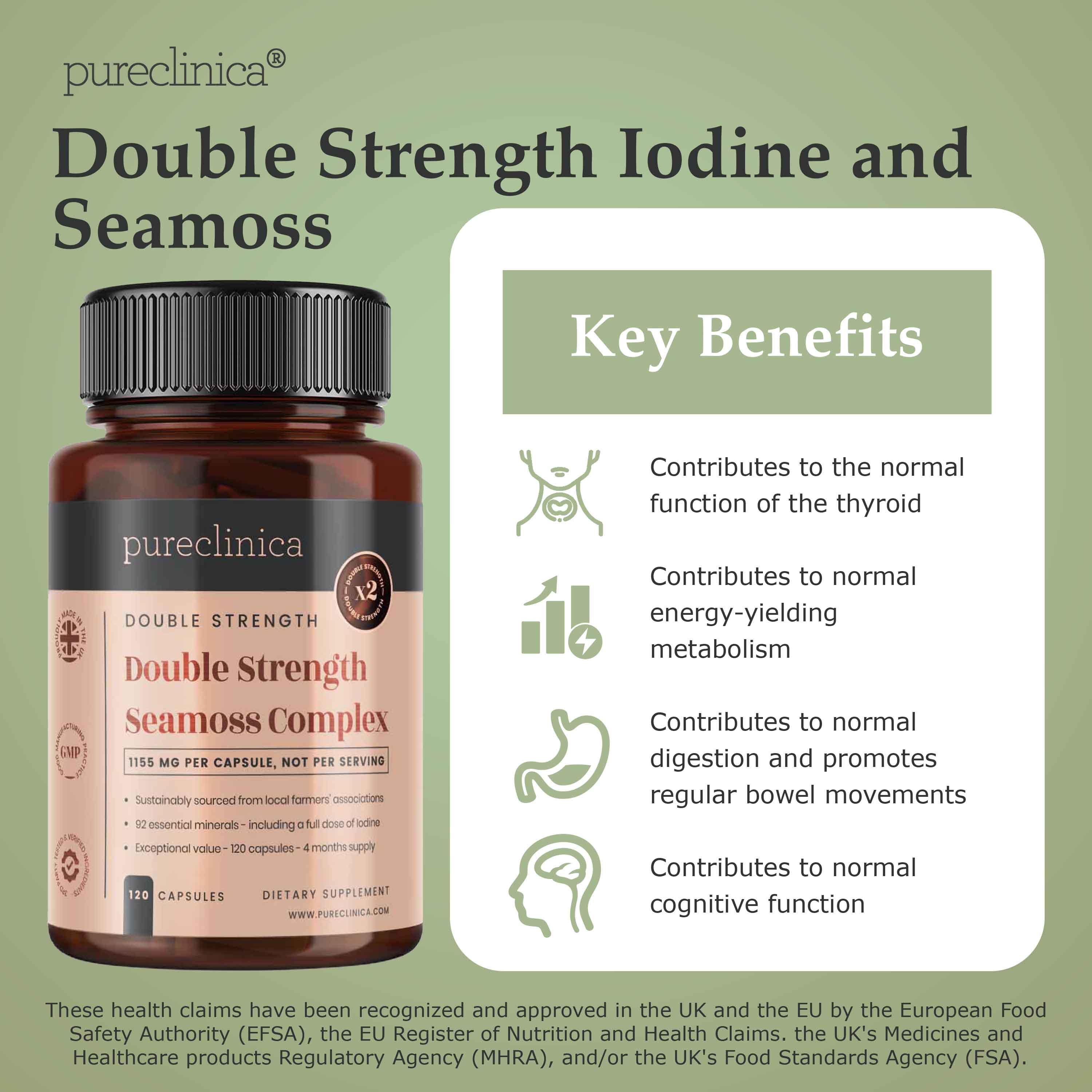 Double Strength Seamoss Complex 120 capsules – pureclinica.com