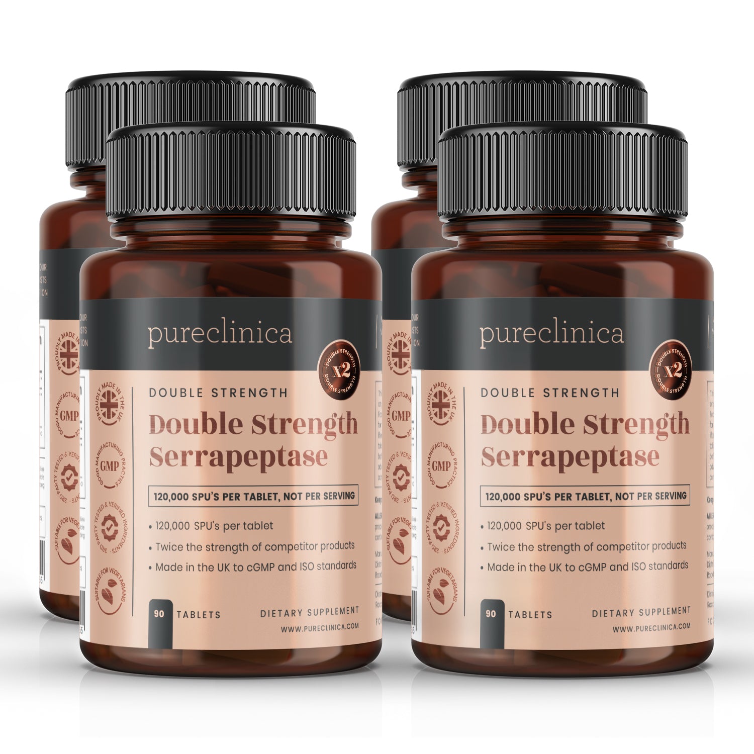 Double Strength Serrapeptase 120,000 SPUs x 90 tablets - pureclinica.com