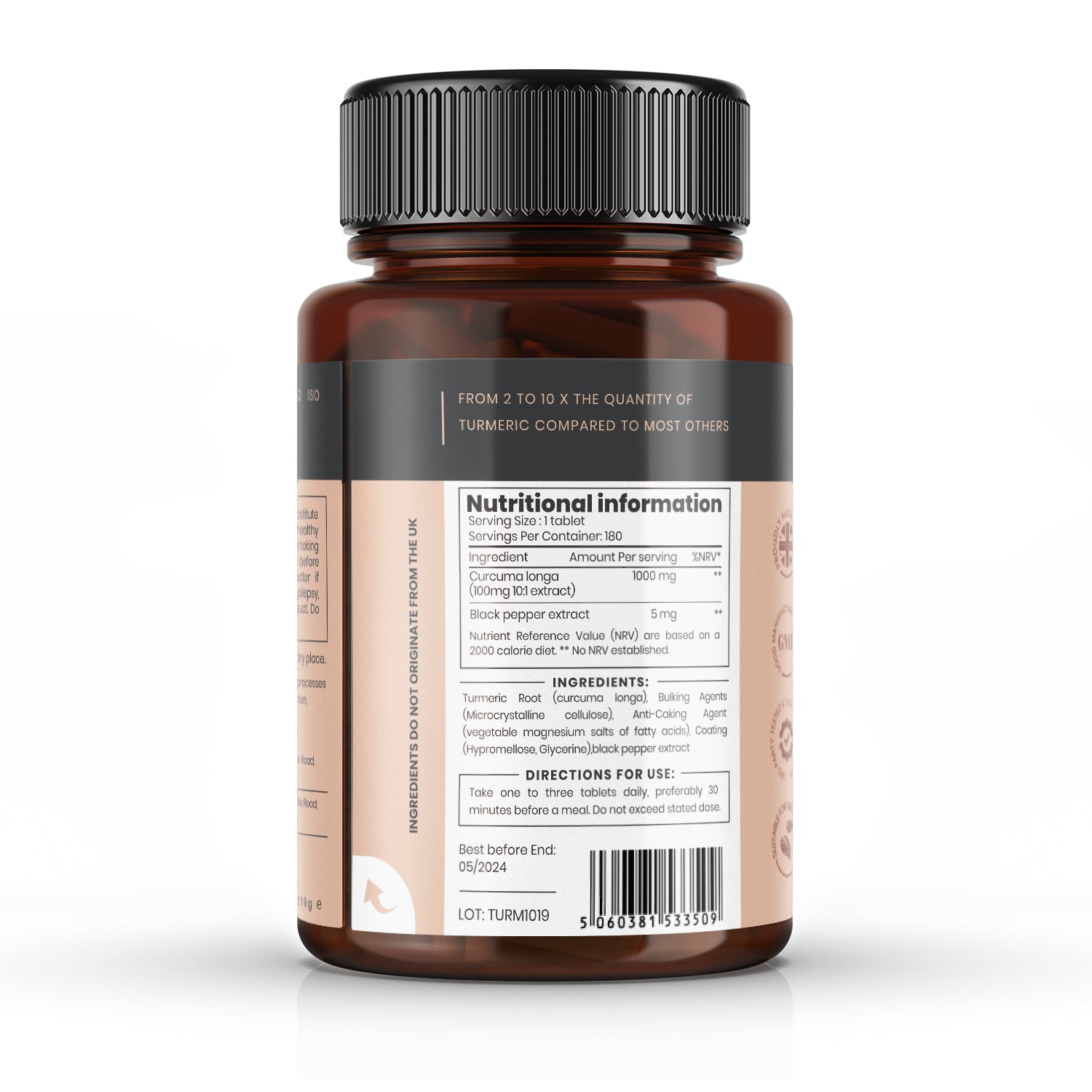 Double Strength Turmeric with 1000mg per tablet providing natural ...