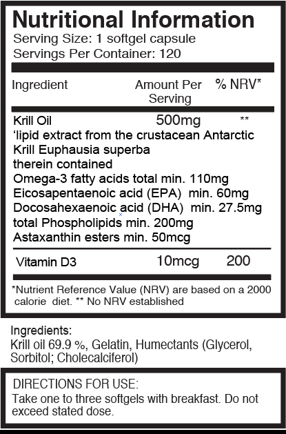 Ultra Pure Krill Oil 500mg x 120 capsules - pureclinica.com