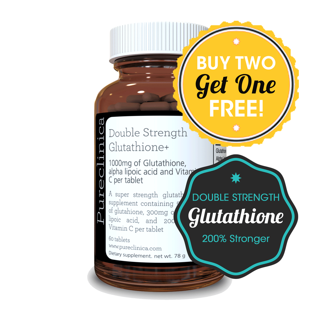 Double strength Glutathione - 1000mg x 60 tablets. 500mg Reduced ...